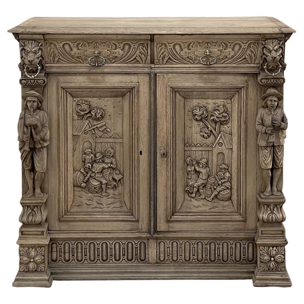 19th Century French Hand Carved Buffet in Stripped Oak from Brittany ...