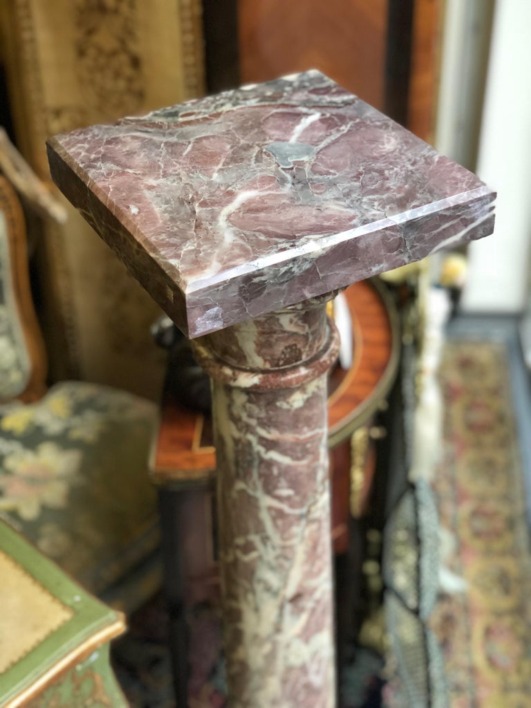 19th Century French Hand Carved Red Marble Column Pedestal, Napoleon ...