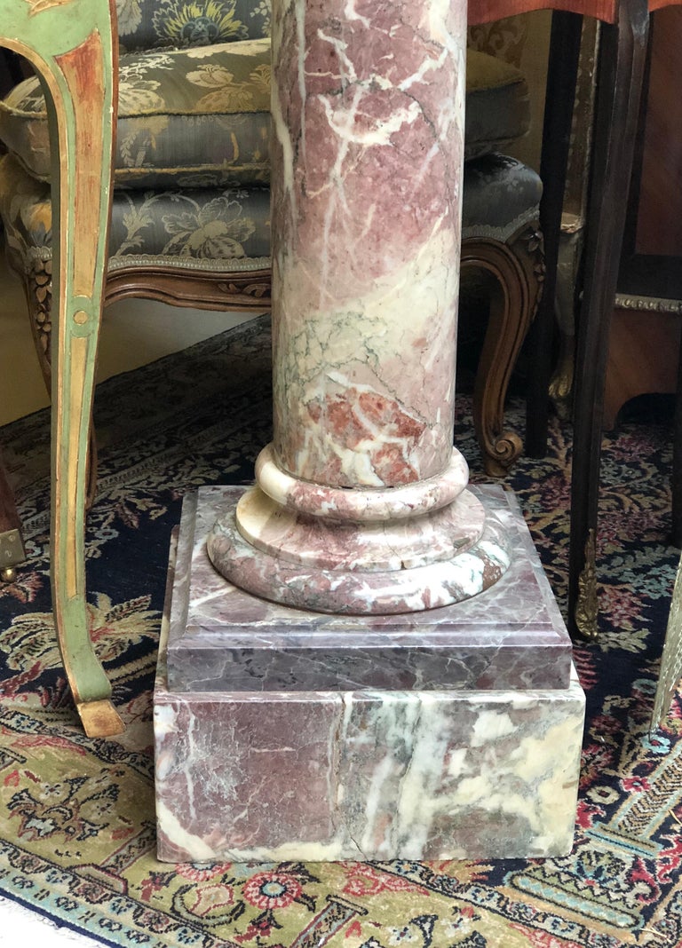 19th Century French Hand Carved Red Marble Column Pedestal, Napoleon ...