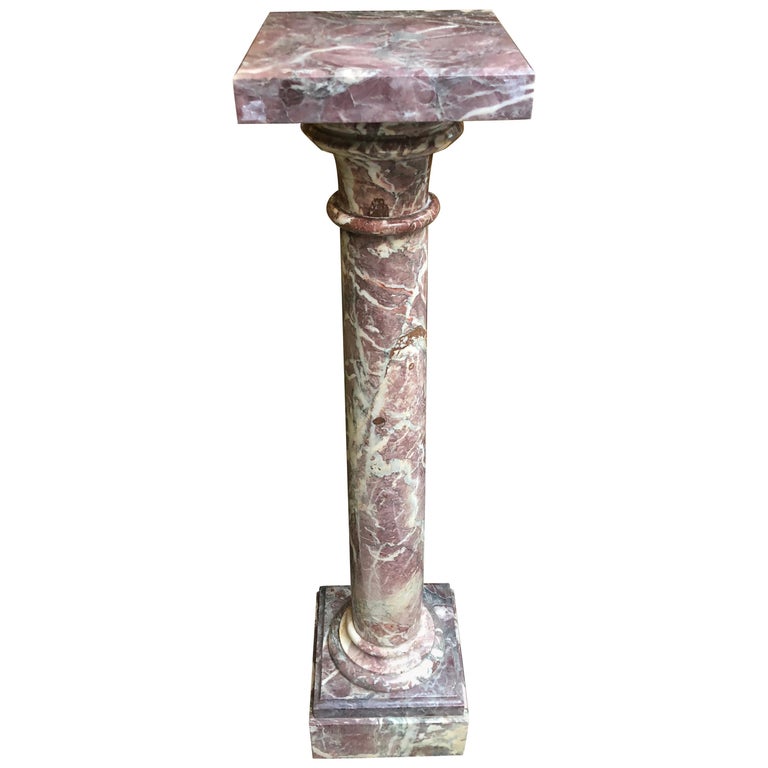 19th Century French Hand Carved Red Marble Column Pedestal, Napoleon ...