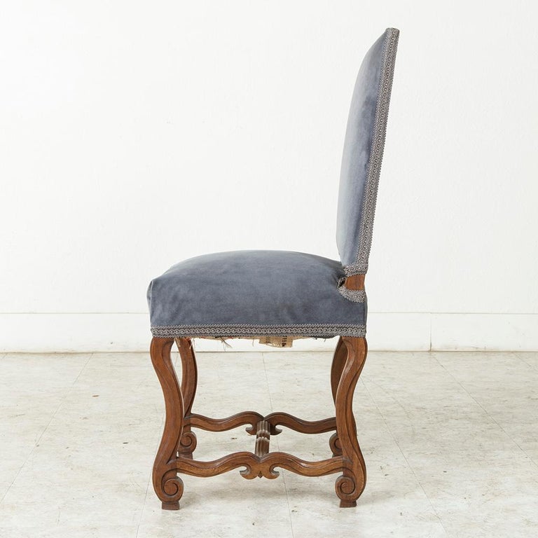 19th Century French Hand Carved Walnut Fluted Mutton Leg Side Chair ...