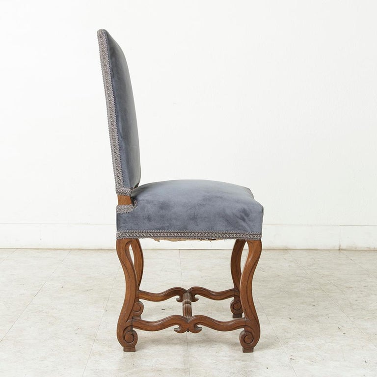 19th Century French Hand Carved Walnut Fluted Mutton Leg Side Chair ...