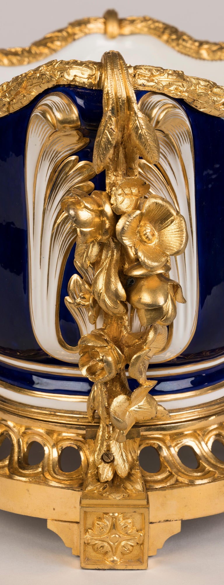 19th Century French Hand-Painted and Gilded Porcelain Jardinière For ...