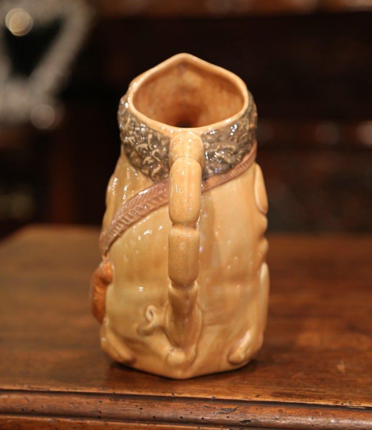 19th Century French Hand Painted Ceramic Barbotine Pig Pitcher Onnaing ...