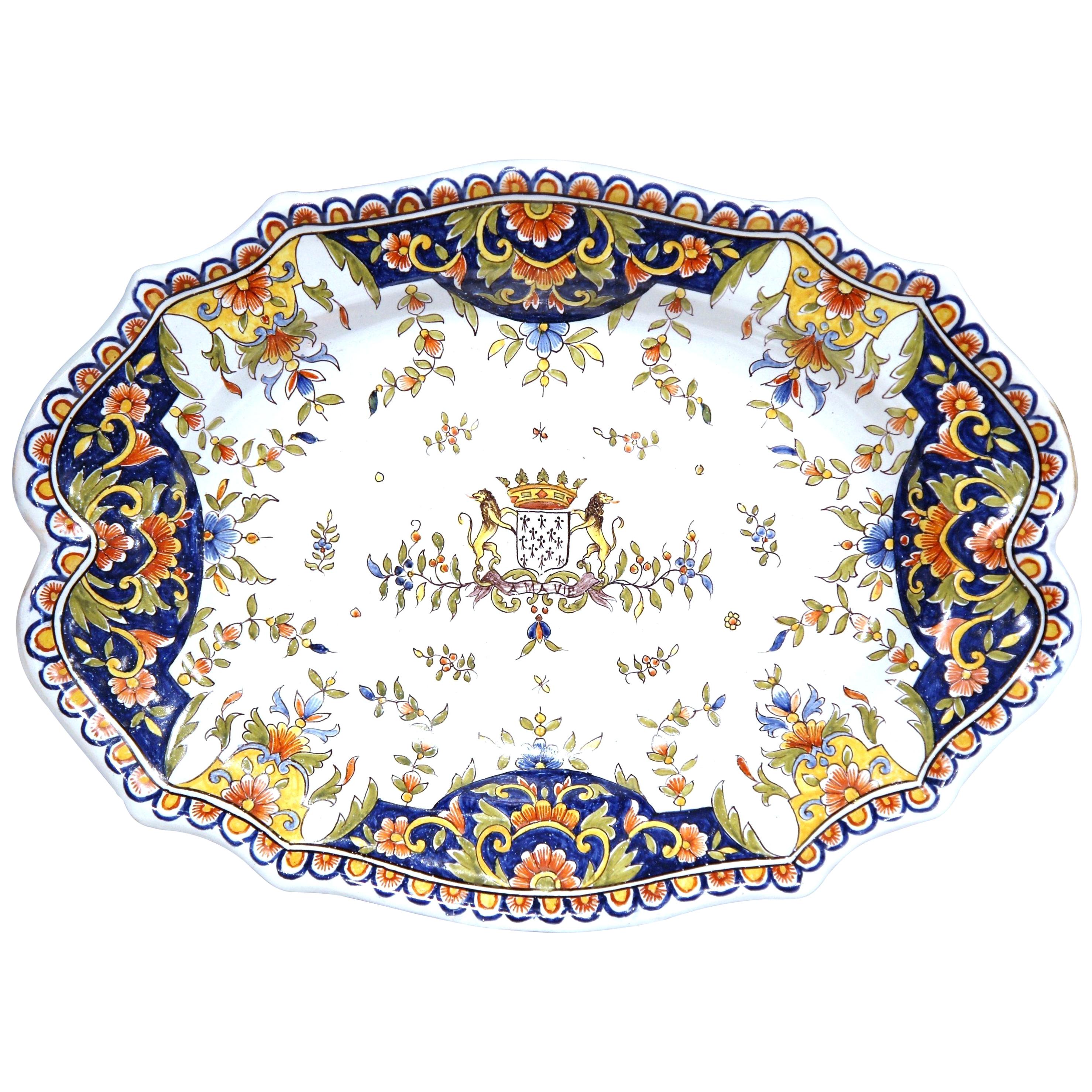 19th Century French Hand Painted Faience Decorative Dish from Normandy ...