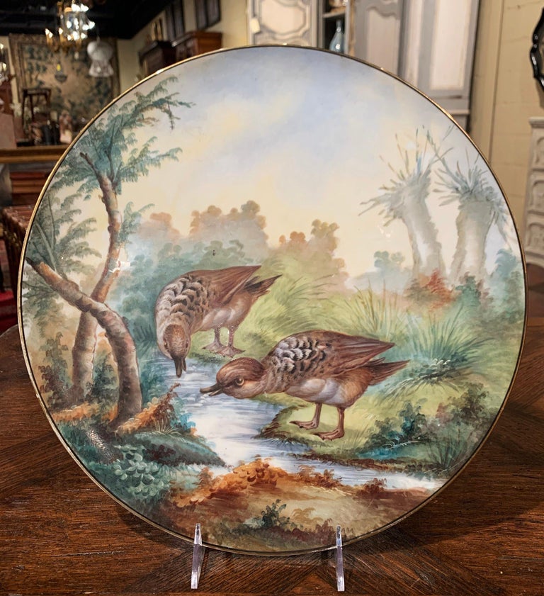 19th Century French Hand Painted Porcelain Bird Platter Signed J ...