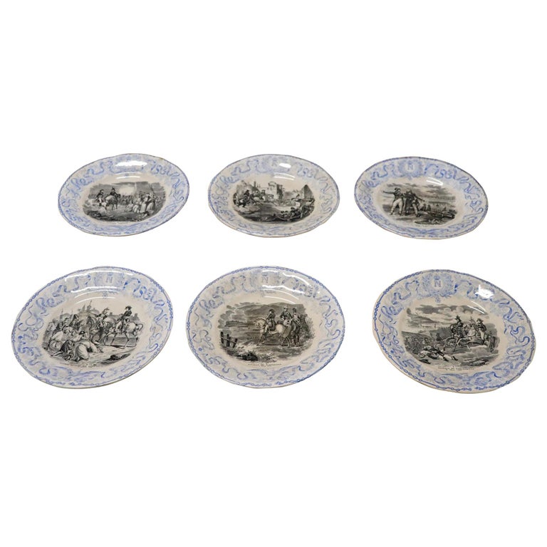 19th Century French Hand Painted Six Ceramic Plates with the Stories of ...