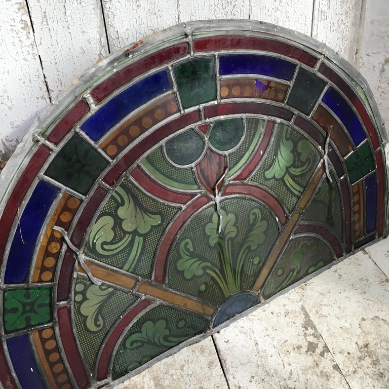 19th Century French Hand Painted Stained Glass Panel For Sale at 1stDibs