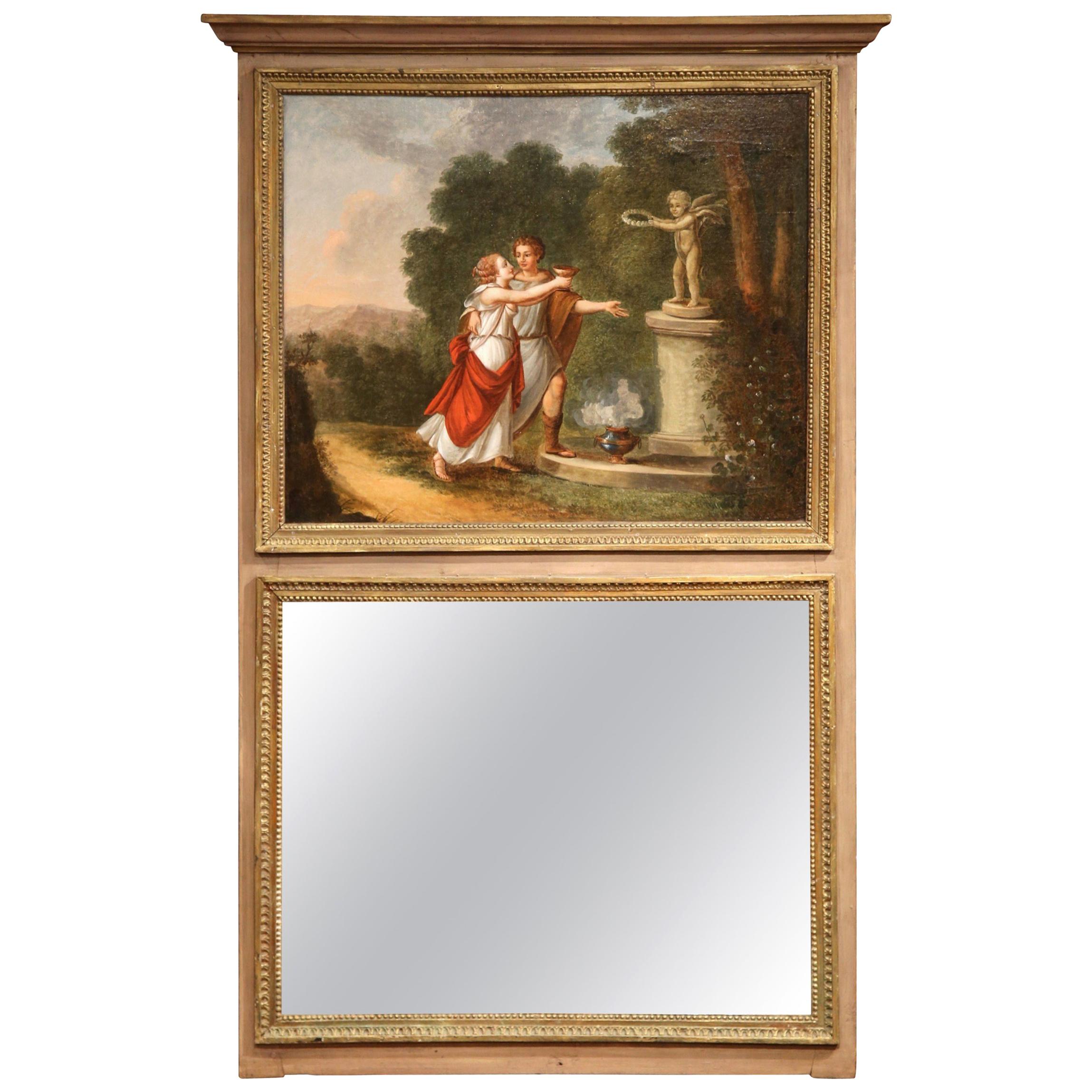 19th Century French Painted Trumeau Mirror at 1stDibs