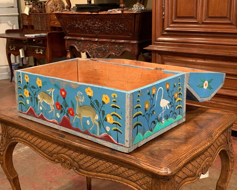 19th Century French Hand Painted Trunk with Rabbit and Deer Motifs from ...