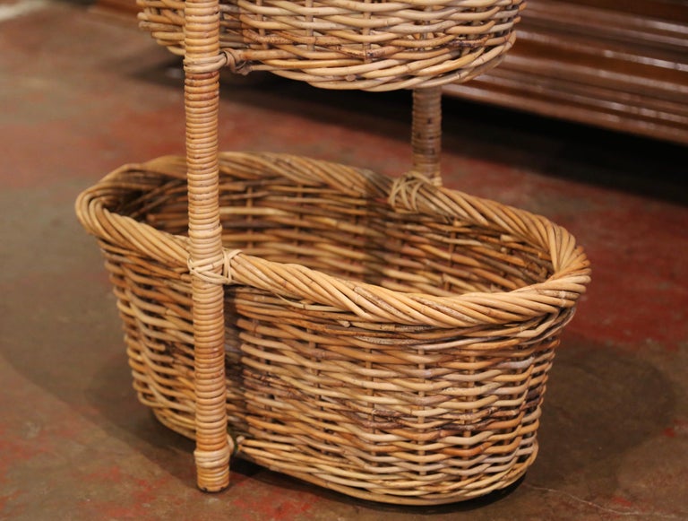 19th Century French Handwoven Tree-Tier Wicker Basket from Normandy at ...
