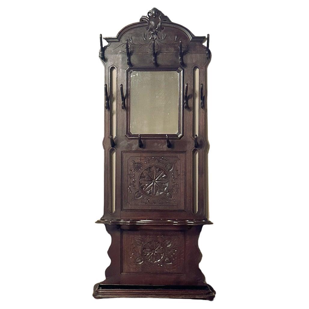 Antique Arts and Crafts Mission Oak Hall Tree Coat Rack, Early 20th ...