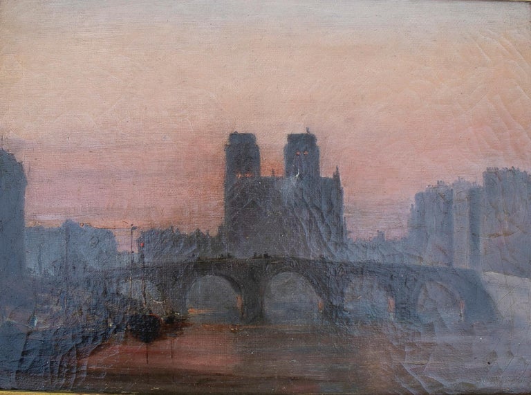 19th Century French Impressionist Paris Landscape of Notre Dame on The ...