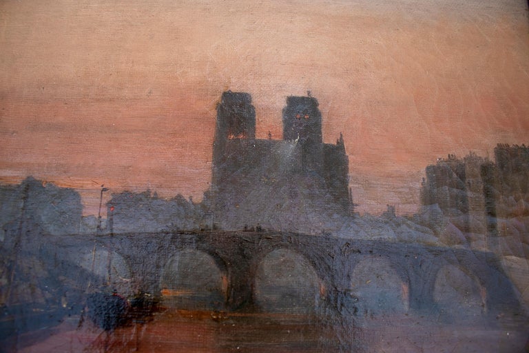 19th Century French Impressionist Paris Landscape of Notre Dame on The ...