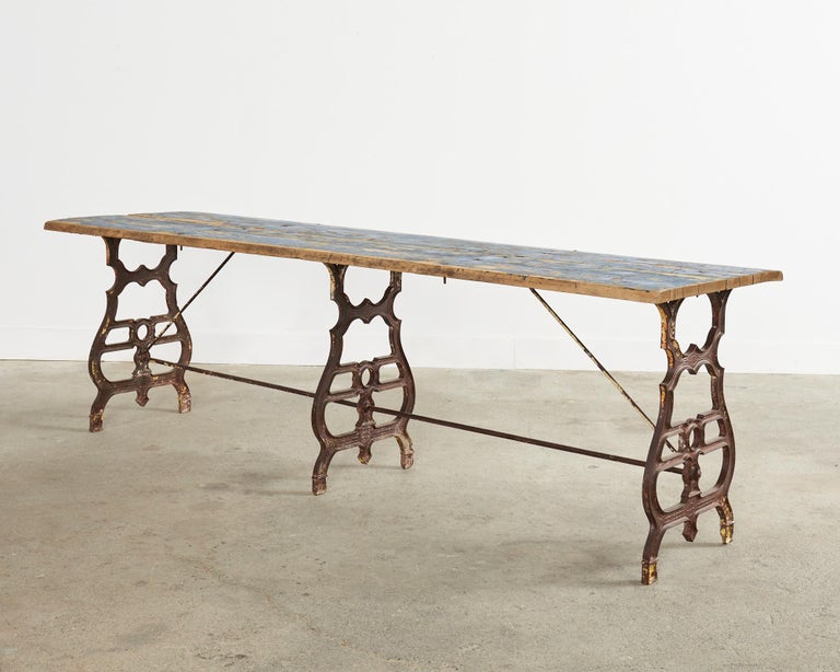 19th Century French Industrial Style Pine Iron Dining Table For Sale at ...