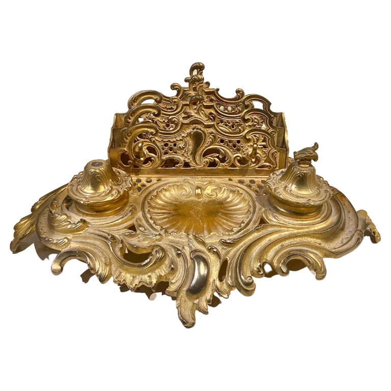 19th Century French Inkwell and Ink Stand with Letter Holder in Louis ...