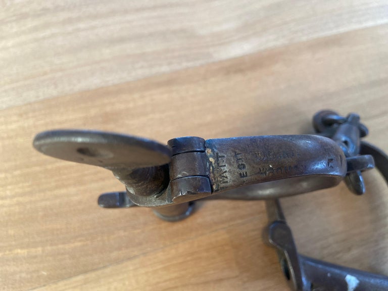 19th Century French Iron Convict's Handcuff with Original Key For Sale ...