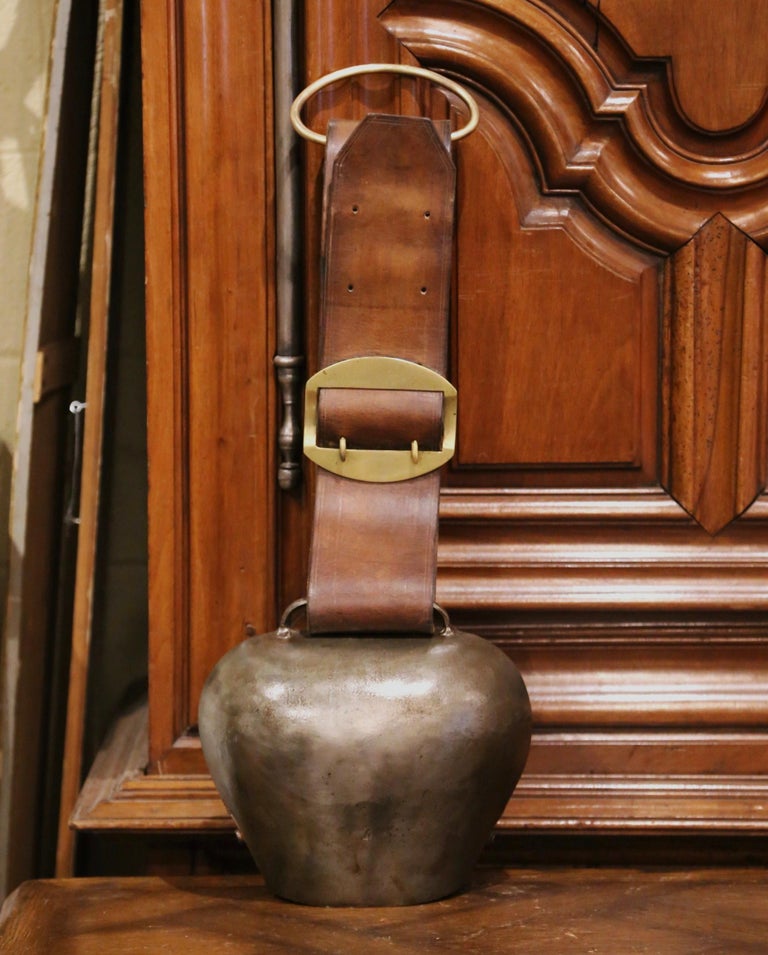 19th Century French Iron Cow Bell with Original Leather Collar and ...