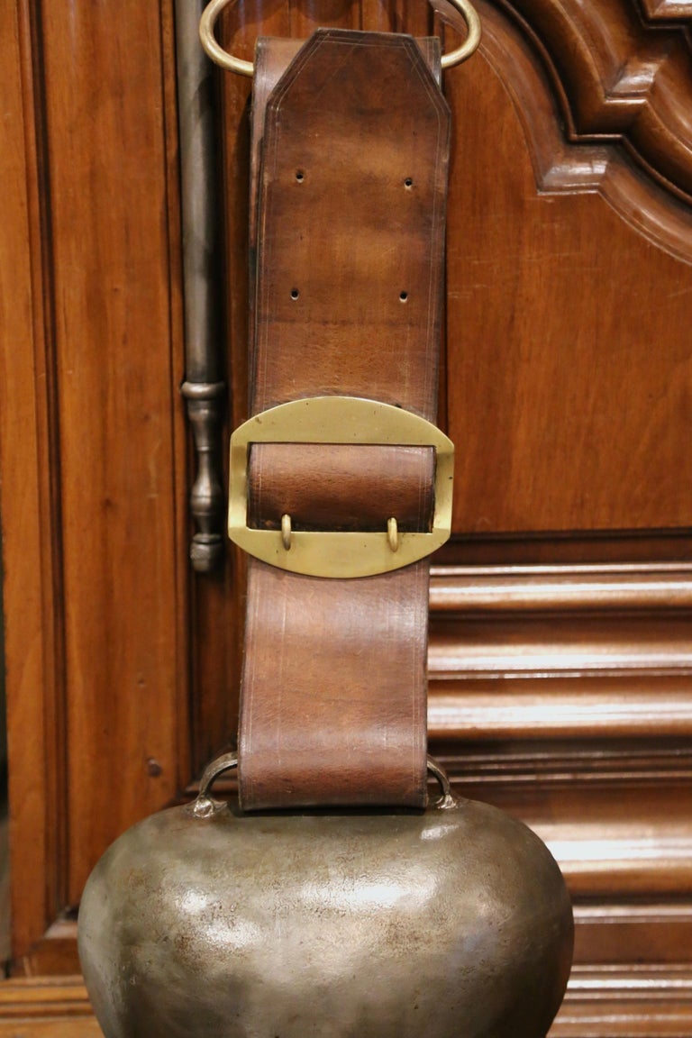 19th Century French Iron Cow Bell with Original Leather Collar and ...