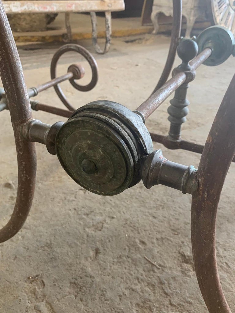 19th Century French Iron and Marble Bakers Table For Sale at 1stDibs