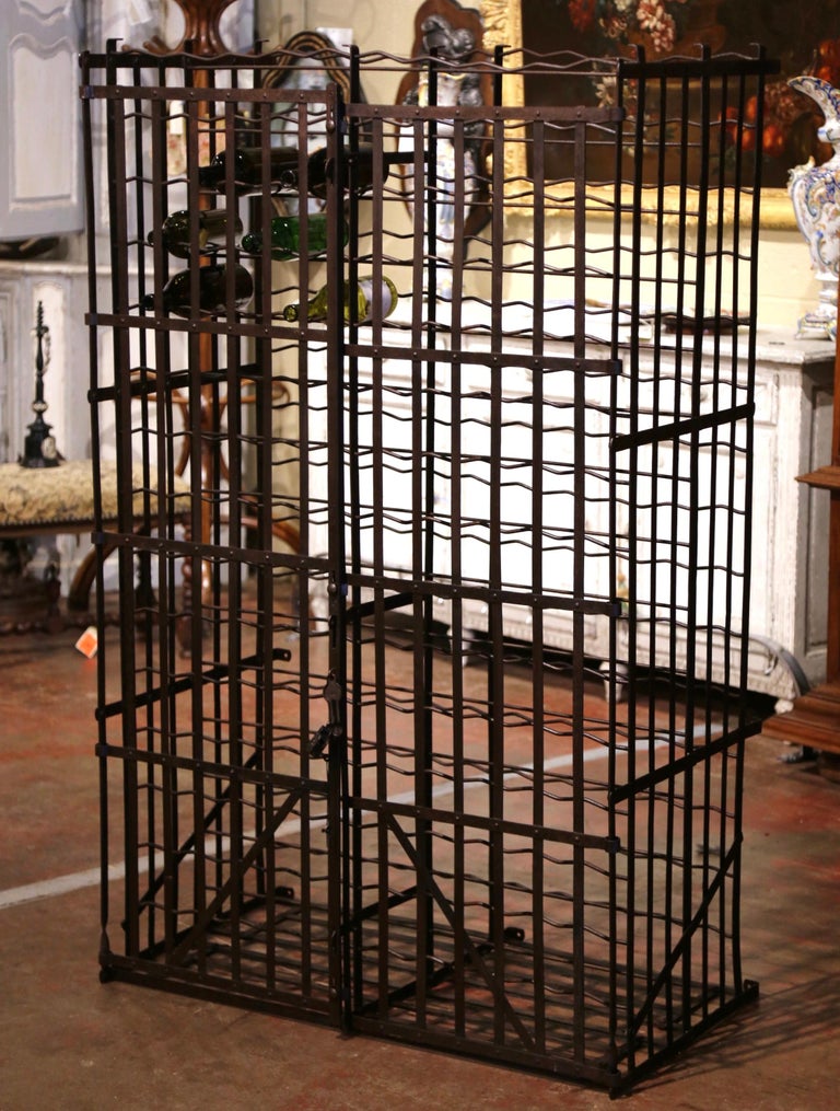 19th Century French Iron Two Hundred-Bottle Wine Cellar Rack Cage from ...