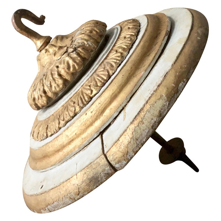 19th Century French Large Wood Gilt Paint Ceiling Medallion For Sale at ...