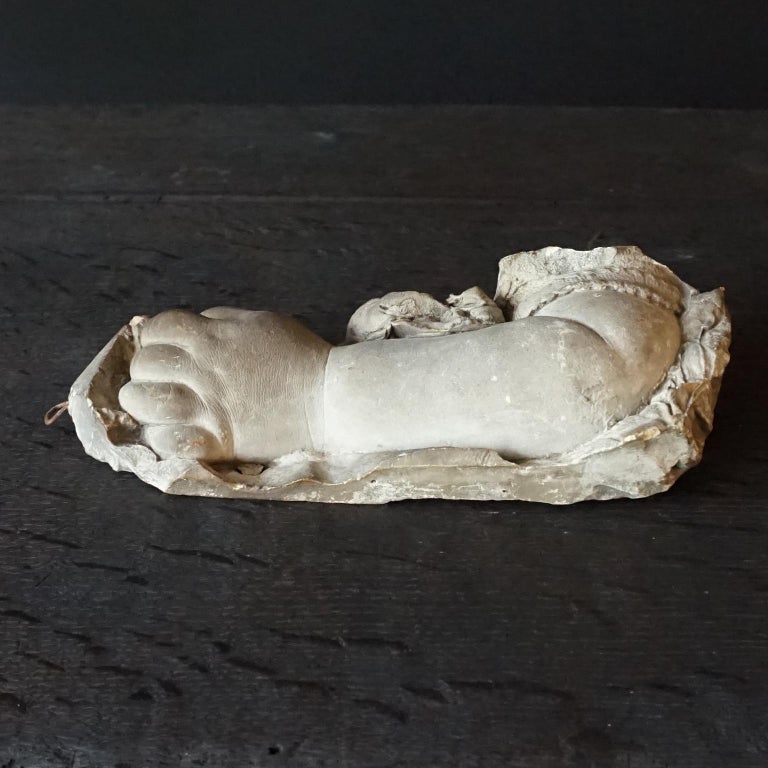 19th Century French Life Size Cast Plaster Study of Baby's Arm with ...