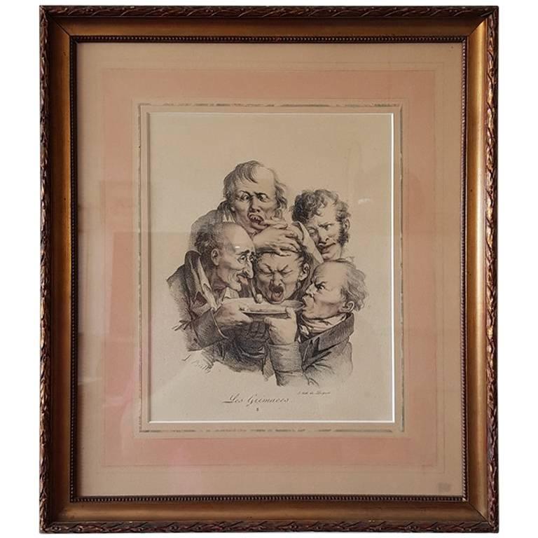 19th Century French Lithograph Louis Boilly Title "Les Grimaces" For ...