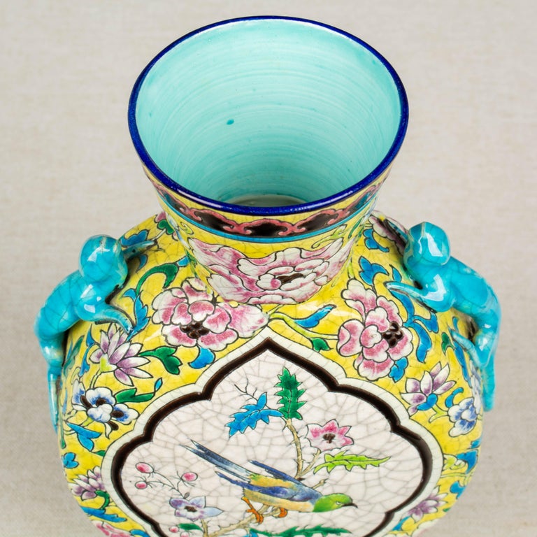 19th Century French Longwy Ceramic Vase at 1stDibs