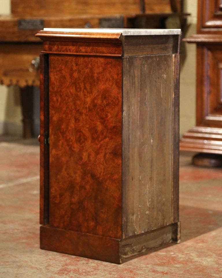 19th Century French Louis Philippe Burl Bedside Table with Marble Top ...