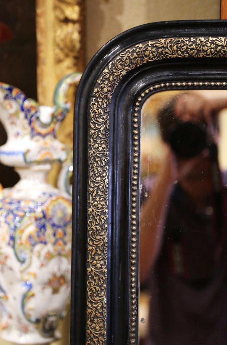 19th Century French Louis Philippe Gilt and Blackened Mirror with ...