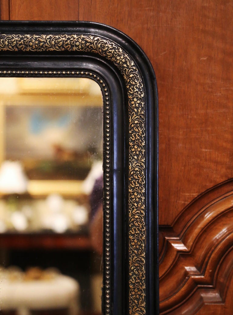 19th Century French Louis Philippe Gilt and Blackened Mirror with ...