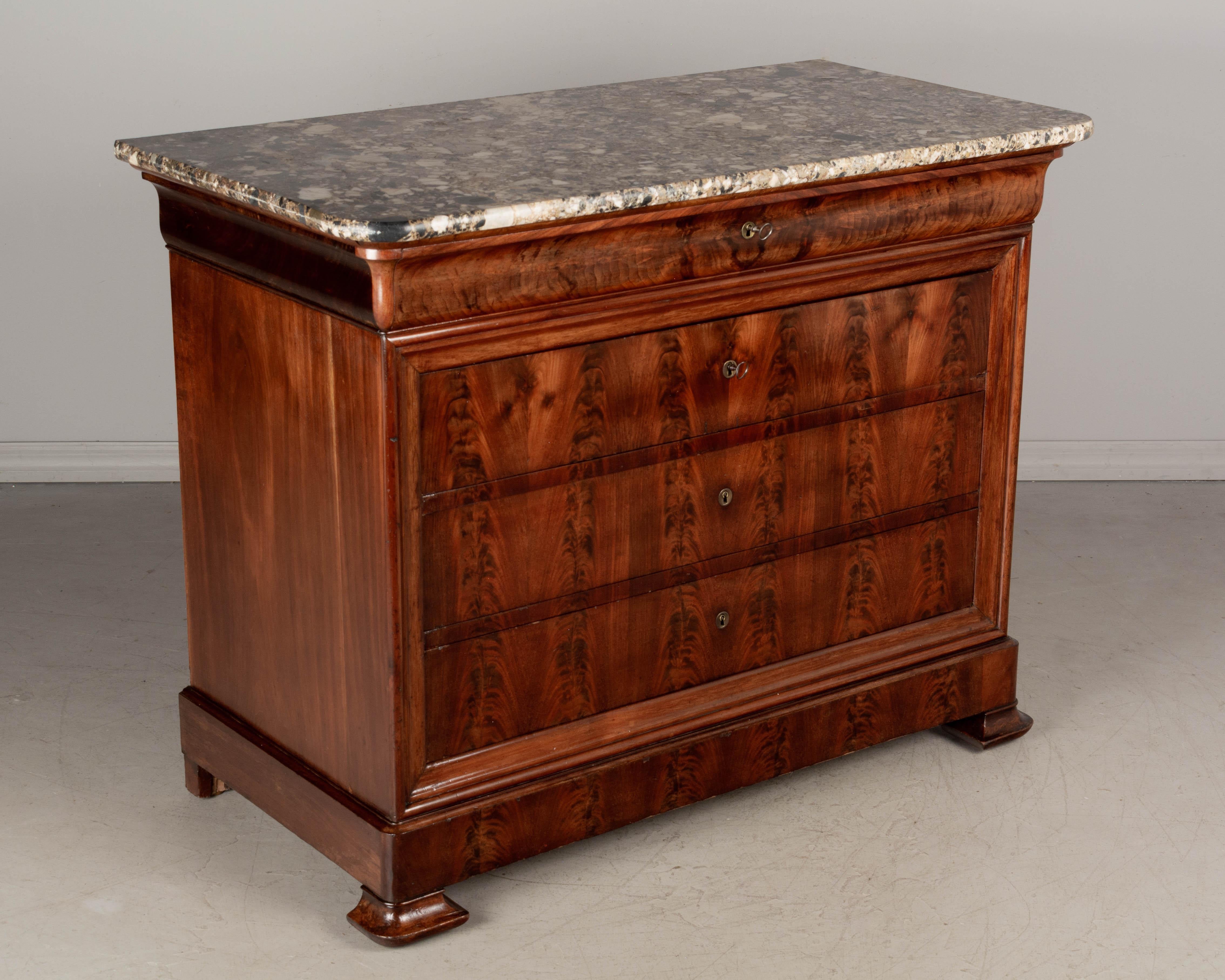 19th Century French Louis Philippe Mahogany Commode or Chest of Drawers ...