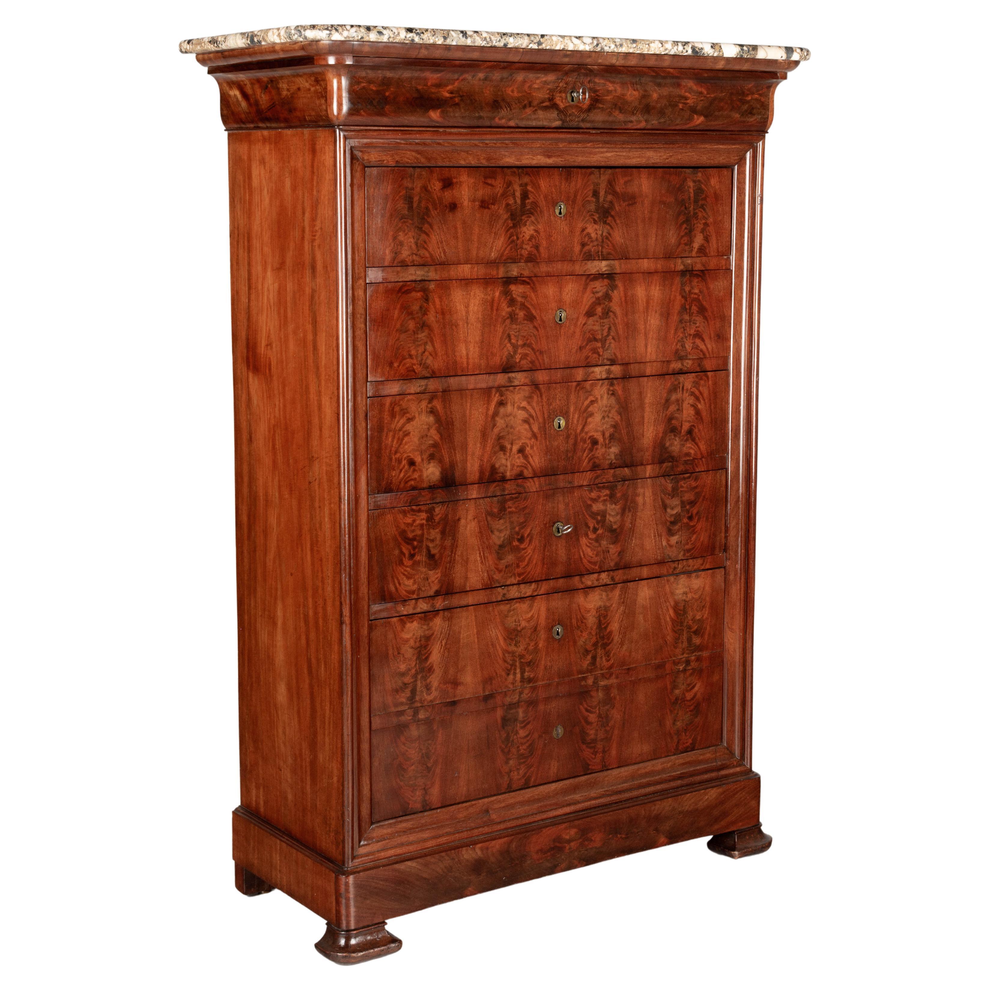 19th Century French Louis Philippe Mahogany Commode or Chest of Drawers ...