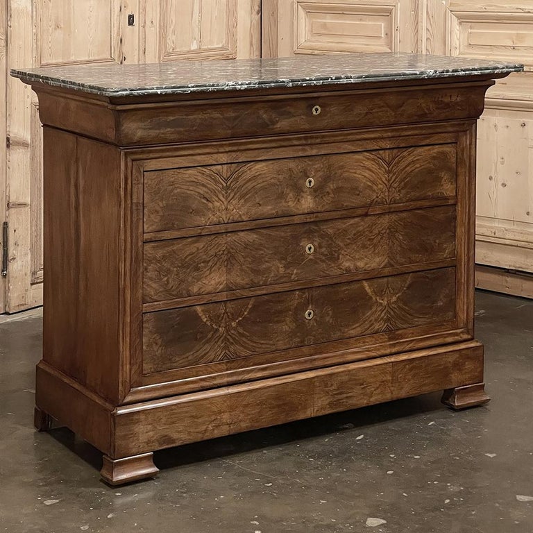 19th Century French Louis Philippe Marble Top Walnut Commode For Sale ...