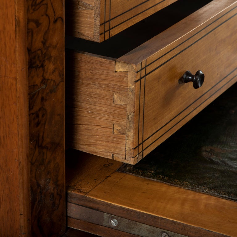 19th Century French Louis Philippe Period Book Matched Walnut Secretary ...