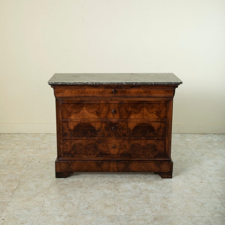 19th Century French Louis Philippe Period Bookmatched Walnut Chest ...