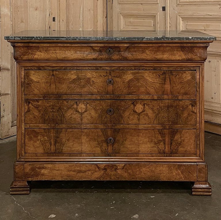 19th Century French Louis Philippe Period Burl Walnut Marble Top ...