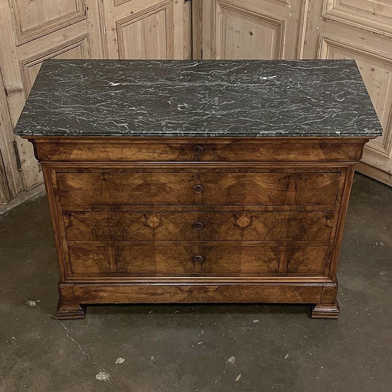 19th Century French Louis Philippe Period Burl Walnut Marble Top ...