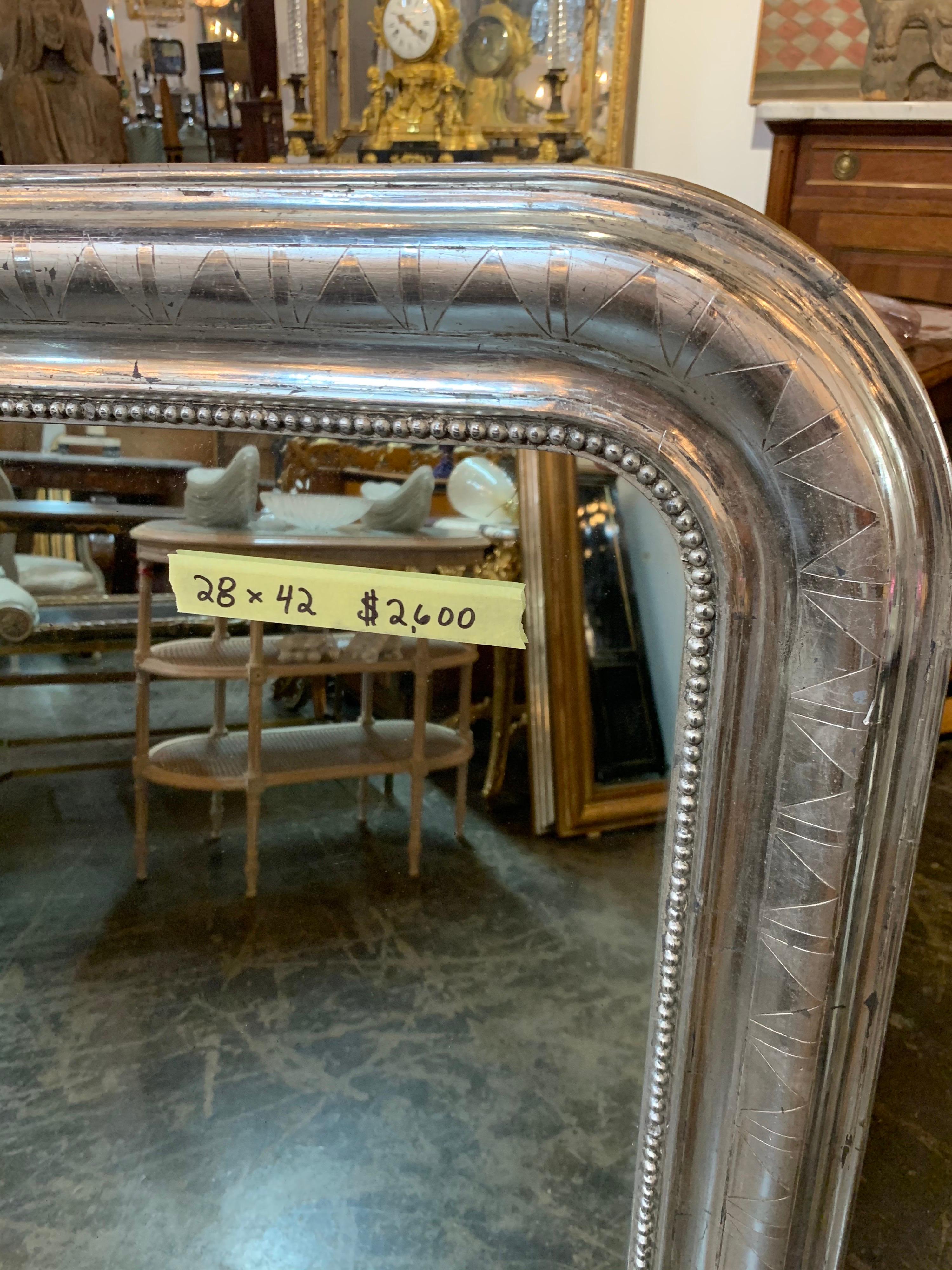 19th Century French Louis Philippe Silver Mirror For Sale at 1stDibs