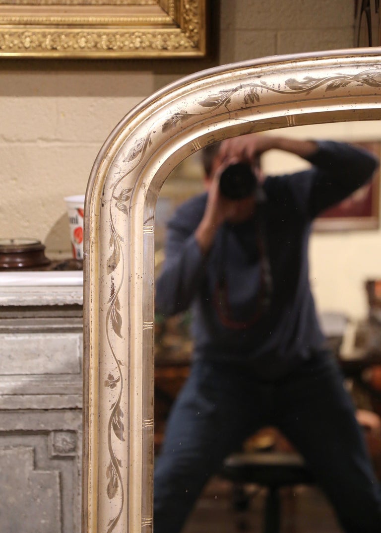 19th Century French Louis Philippe Silvered Arched Wall Mirror with ...