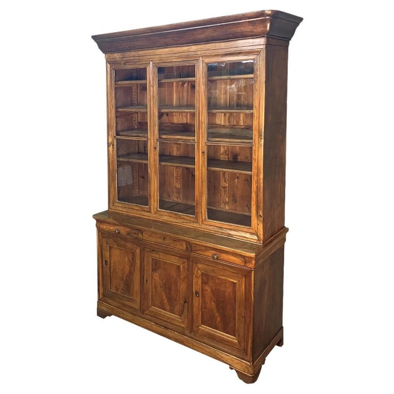 19th Century French Louis Philippe Walnut Bookcase For Sale at 1stDibs