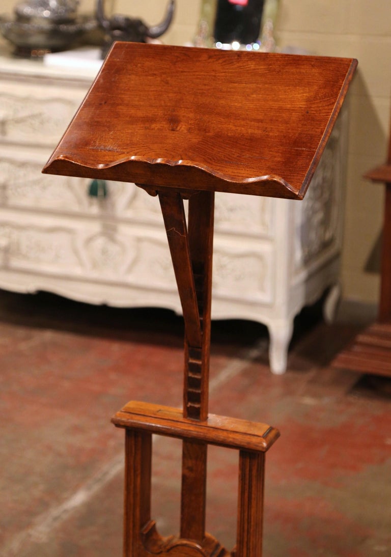 19th Century French Louis XIII Carved Oak Adjustable Lectern Book Stand ...