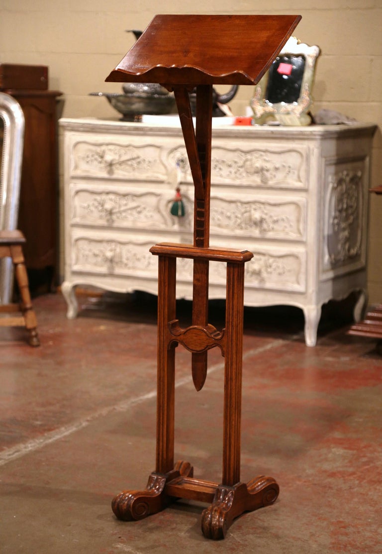 19th Century French Louis XIII Carved Oak Adjustable Lectern Book Stand ...