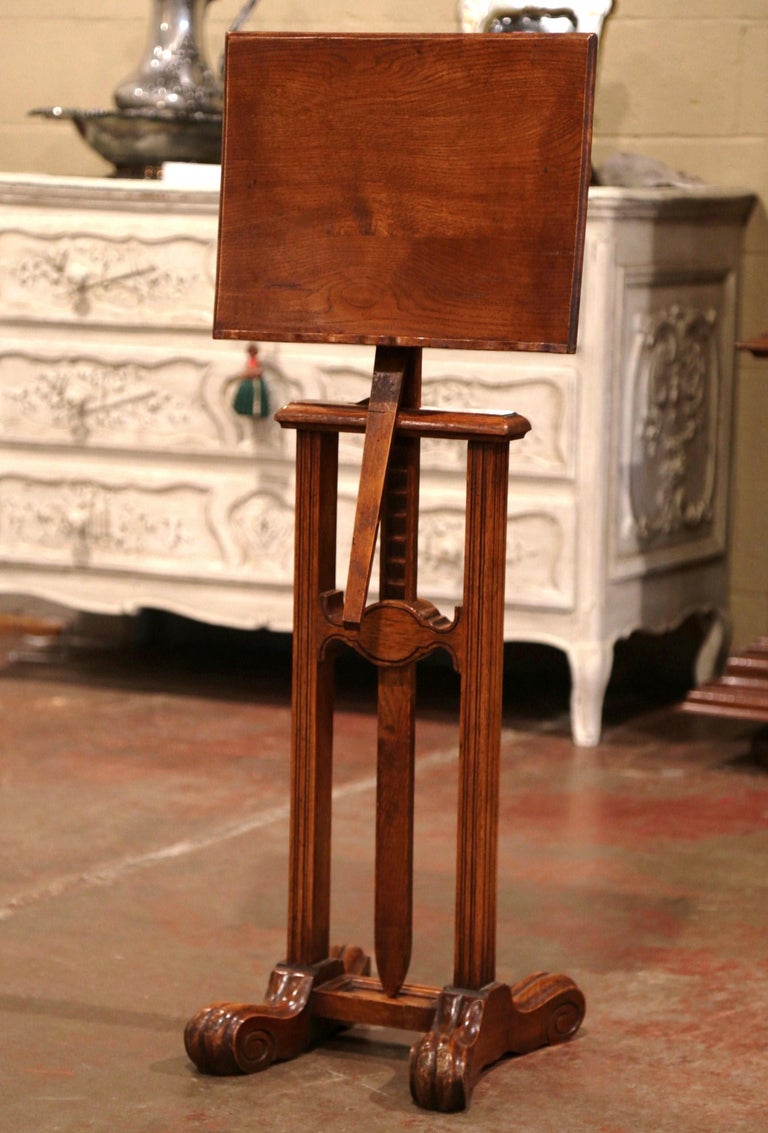 19th Century French Louis XIII Carved Oak Adjustable Lectern Book Stand ...