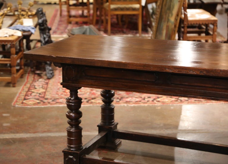 19th Century French Louis XIII Carved Walnut Library Writing Desk with ...