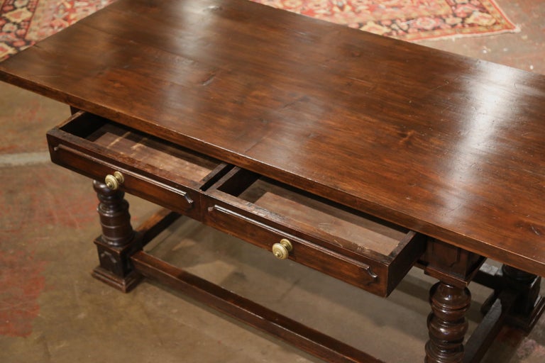 19th Century French Louis XIII Carved Walnut Library Writing Desk with ...