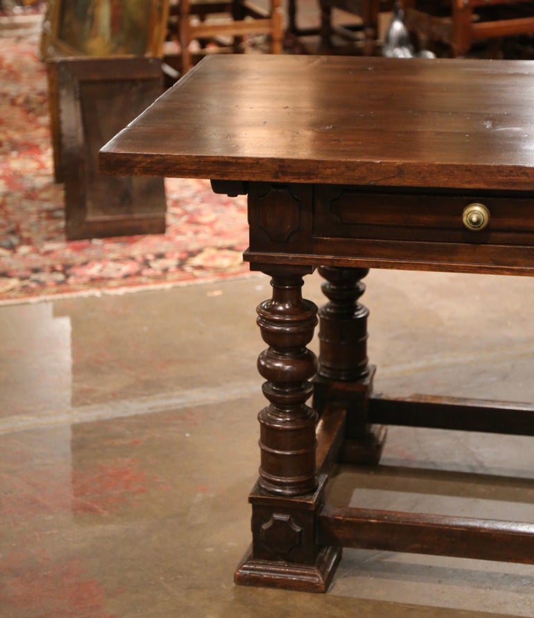 19th Century French Louis XIII Carved Walnut Library Writing Desk with ...