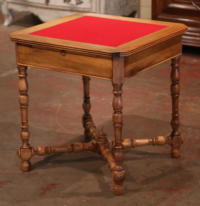 19th Century French Louis XIII Walnut Game Table and Chess Board with ...