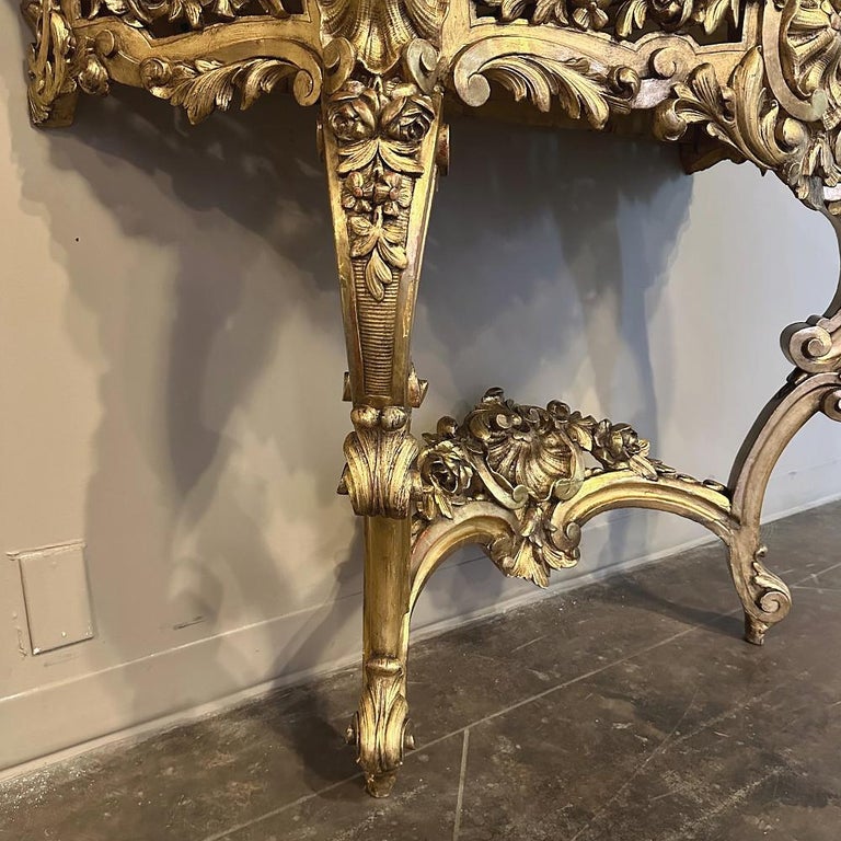 19th Century French Louis XIV Giltwood Console with Carrara Marble Top ...